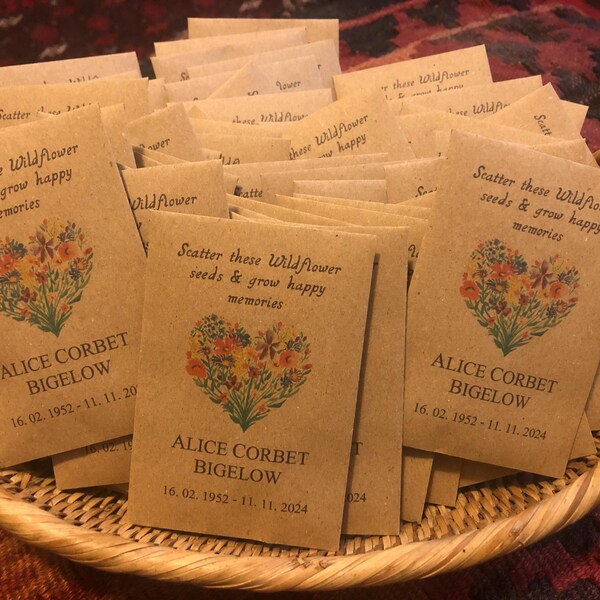 Funeral Seed Packets | WILDFLOWER Seed Packets Remembrance Personalised ...