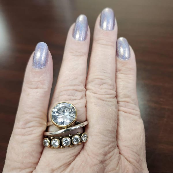 Solitaire Silver Ring, One Stone CZ Ring, Cubic Zircon Ring, Old Style ...