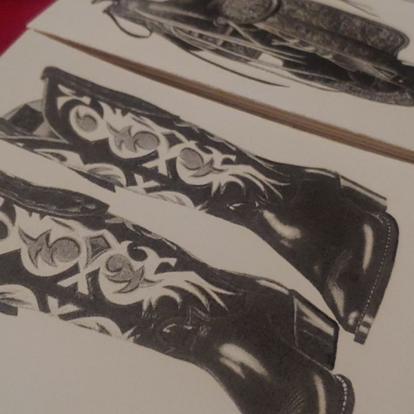 Cowboy Boots Note Cards Stationery Set of 10 Cards in White or Light ...