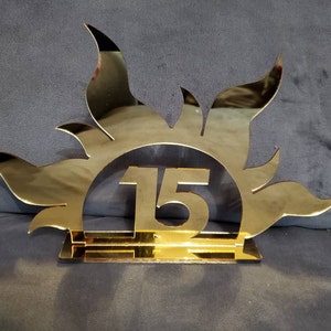 Tangled Sun Table Numbers With Stand, Quinceanera, Princess Party ...