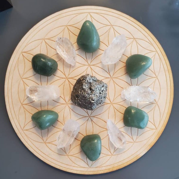 Abundance and Good Fortune Crystal Grid Kit Flower of Life Reiki ...