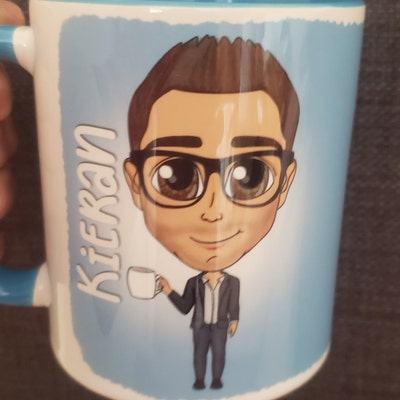 Personalised Caricature Mug Character Mug Digitally Hand Drawn Mug - Etsy
