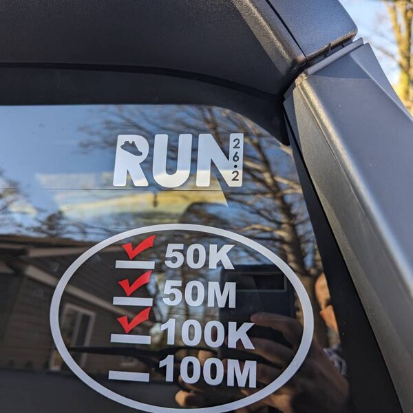 Ultra Running Runner's List 6.5" X 4.5" Vinyl Decal Sticker - White W ...