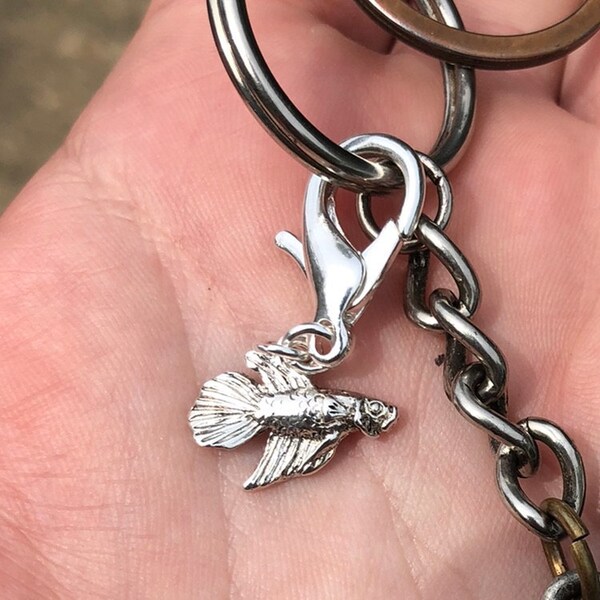 Betta Fish Charm Silver Plated Siamese Fighting Fish Charm for Necklace ...