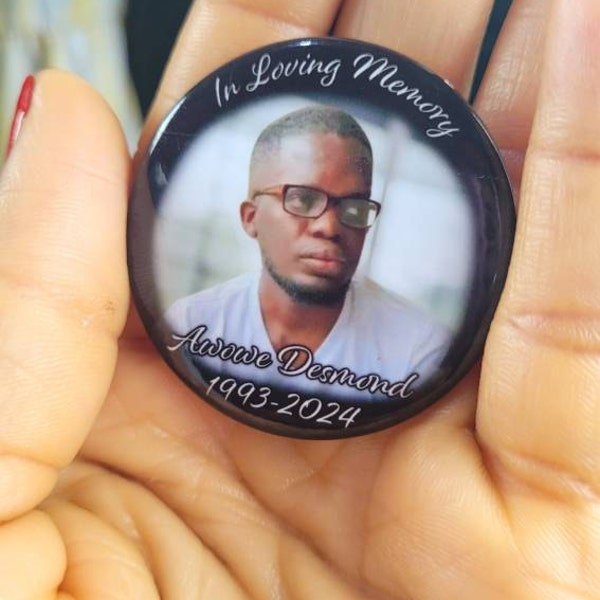 Personalized Memorial Funeral Button Pins - Forever in Our Hearts ...