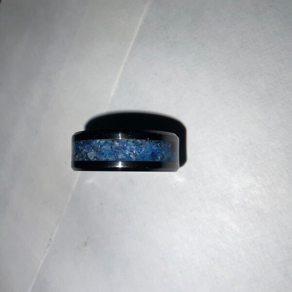 Blue Moon Glow Ring, Black Ceramic Ring With Moonstone and Glowing Blue ...