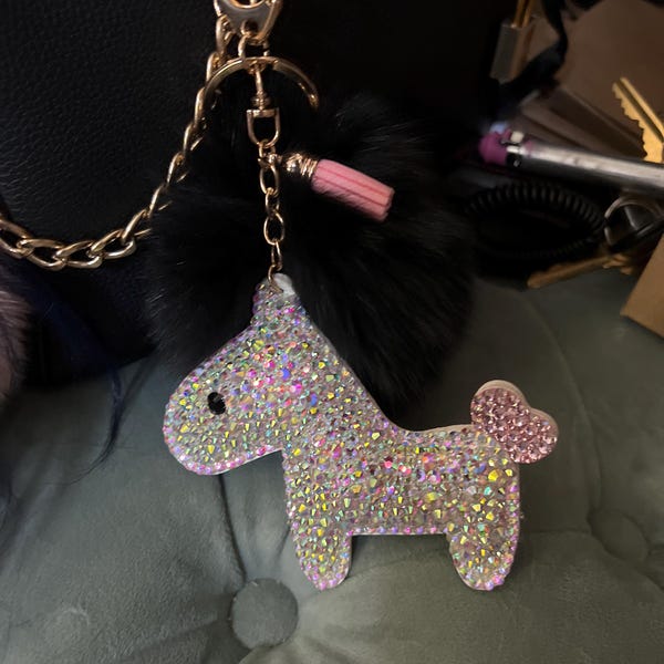 Large Fluffy Puffs Ball Bag Charm Pompom Keychain Fur Keychain Furry ...