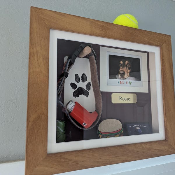 Pet Memorial Shadow Box Frame – Iroko Wood Keepsake, Pet Loss Gift ...
