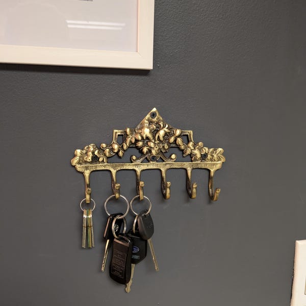 Antique Brass Victorian Floral Brass Hooks / Vintage Wall Hooks Hangers ...