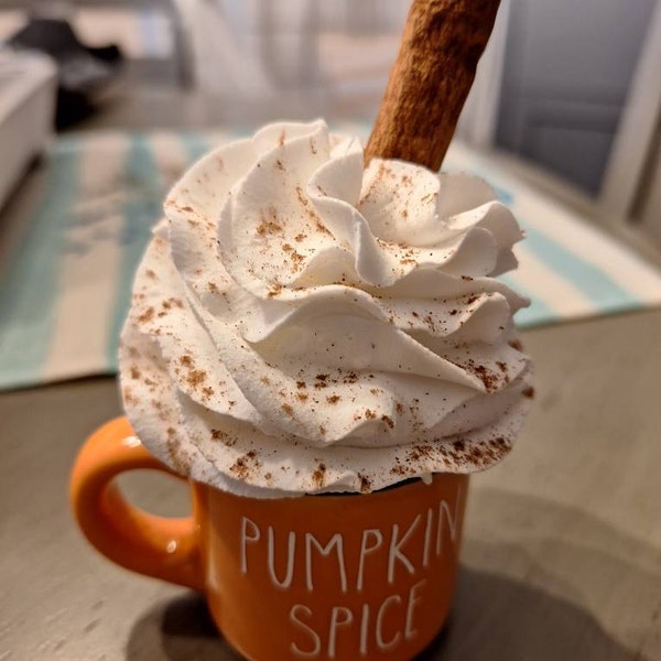 Pumpkin Spice Coffee Mug With Faux Whipped Cream Topper - Etsy