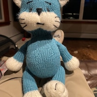 Cat Knitting Pattern, DIY Stuffed Animal,cat in Overall, Gift for Kids ...