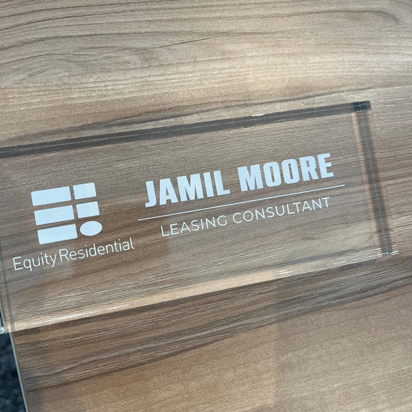 Office Desk Nameplate ENGRAVED Acrylic Block Personalized Desk Name ...