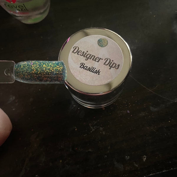 Basilisk- Dip Powder, Dip Powder for Nails, Acrylic, Iridescent, Green ...