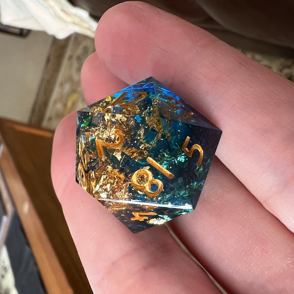Sacred Flame - Blue Smoke With Gold Foil Handmade Resin Sharp Edge Dnd ...