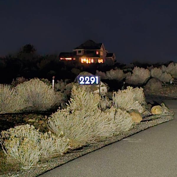 Solar Lighted Driveway Address Marker -15x32 House Numbers, Yard, Lawn ...