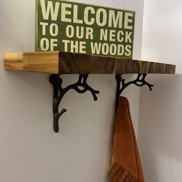 Set of 2 TREE BRANCH Brackets - Cast Iron Metal Shelf Brackets - Rustic ...