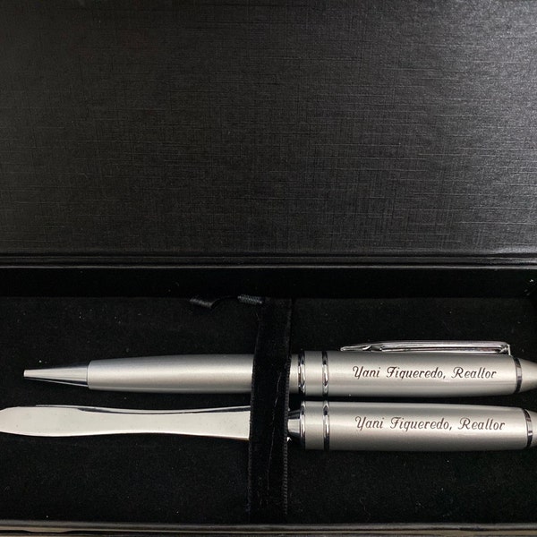 Personalized Engraved Gift Set Custom Engraved D332GS Black Silver Pen ...