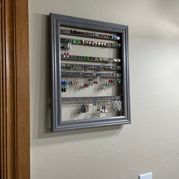 Earring Holder Framed Iorganize® Organizer - Movable Slats - Hoop Hooks ...