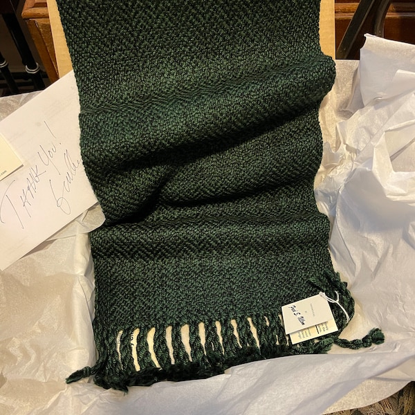 Forest Green Scarf /HEAVYWEIGHT Winterwear / Handwoven Scarf / Merino ...