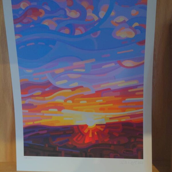 Art Print Painting Reproduction Poster Signed Blue Red Sunlight Summer ...