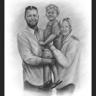 Add Deceased Family, Hand Drawn Charcoal Portrait, for Loved Ones ...