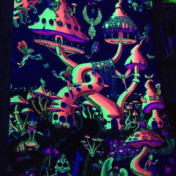 Trippy Wall Art 'pixie Party'. Psychedelic Tapestry, Trippy Wall ...