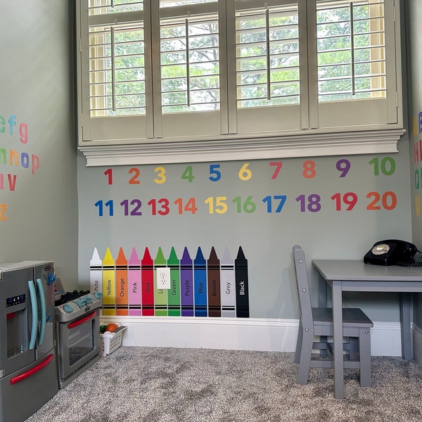 Crayon Wall Decals, Peel and Stick Decal, Reusable Wall Decal, Set of ...