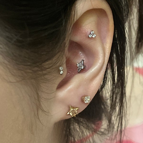 ASTM F136 Pear Star Titanium Conch Earring, Conch Labret, Internally ...