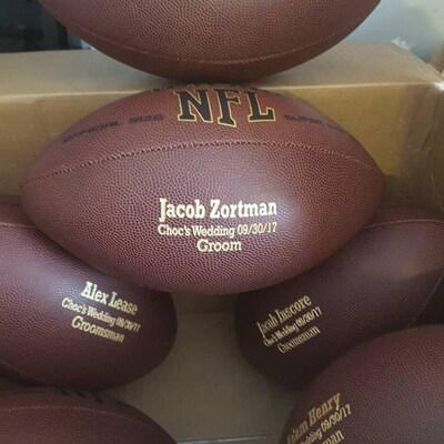 8 Personalized Footballs Engraved Ring Bearer Gift Groomsmen - Etsy