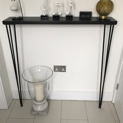 Black Console Table With Handmade Industrial Steel Legs - Etsy UK