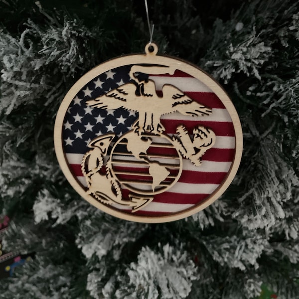 Handmade USMC Wood Christmas Ornament: Marine Corps EGA Gift - Etsy