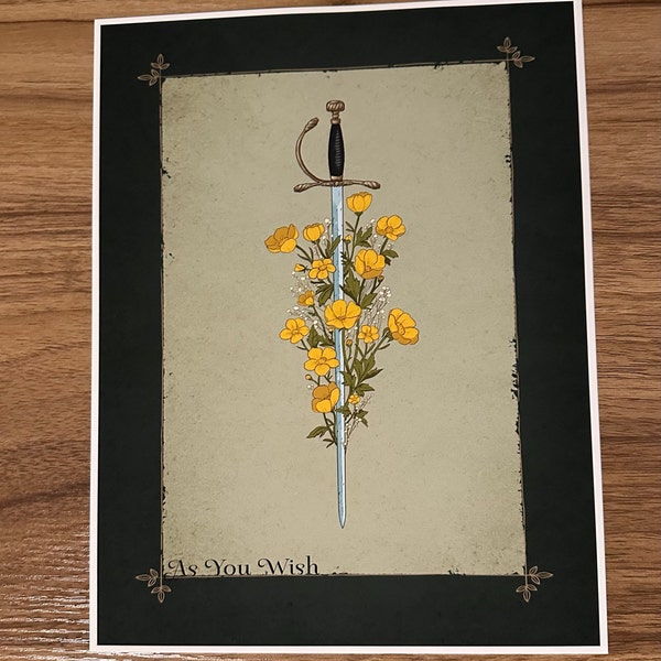 Princess Bride Sword Art Print Westley's Sword Flowers Flora Art ...