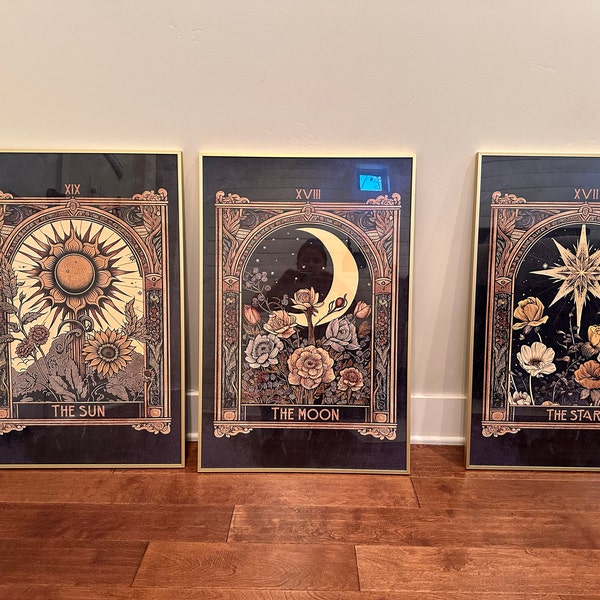 Set of 3 Printable Tarot Card Prints, Tarot Wall Art, Tarot Card Poster ...