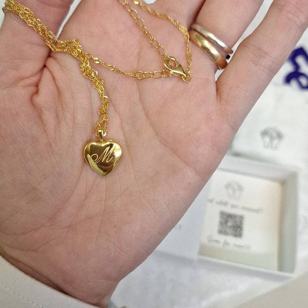 Initial Heart Locket Necklace by Caitlyn Minimalist • Gold Locket Photo ...