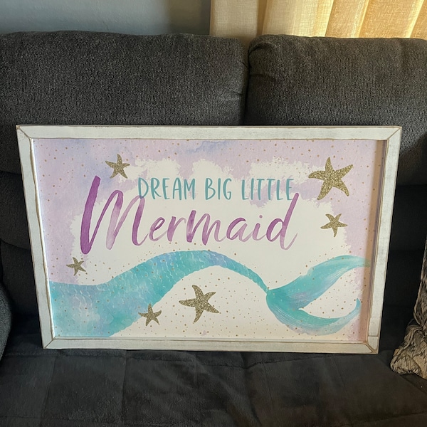 Dream Big Little Mermaid Sign, Mermaid Wall Decor, Mermaid Lovers ...