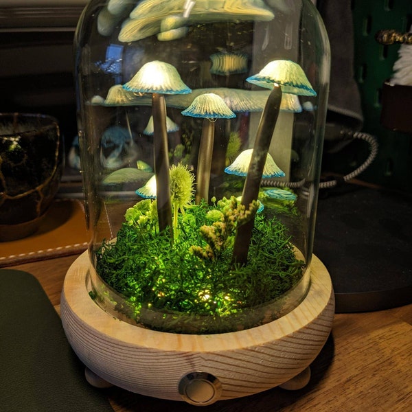 Rustic Ceramic Mushroom Lamp - Warm Light Nature Lover Gift Unique ...