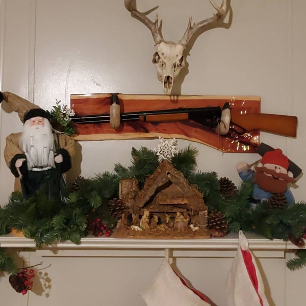 Deer Hoof Gun Rack / Foot / Feet on Beautifully Finished Live Edge Red ...