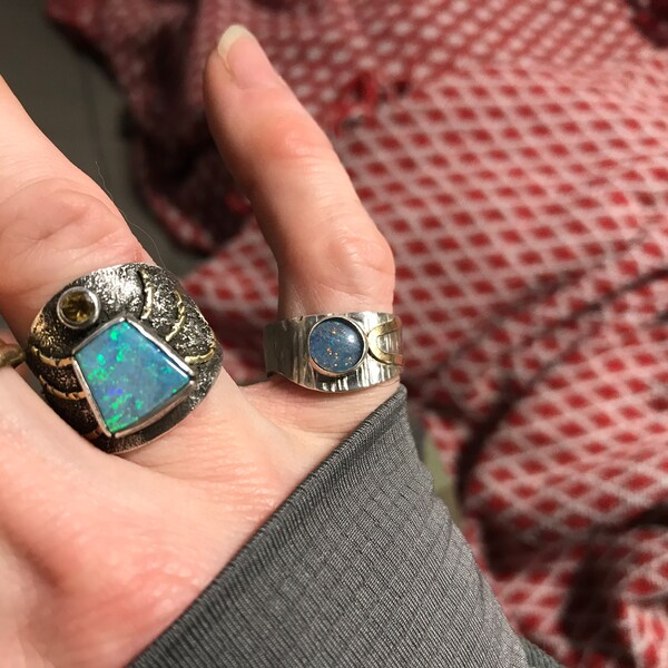Australian Boulder Opal Ring, Handmade Genuine Australian Opal Ring ...