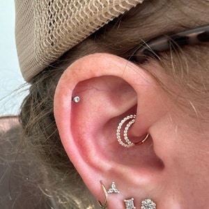 14k Solid Gold CZ Cartilage Piercing/threadless Push-in Labret/nose ...