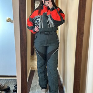 One Piece Red Ski Suit, Retro Snowsuit MEDIUM Size 80s Winter Overall ...
