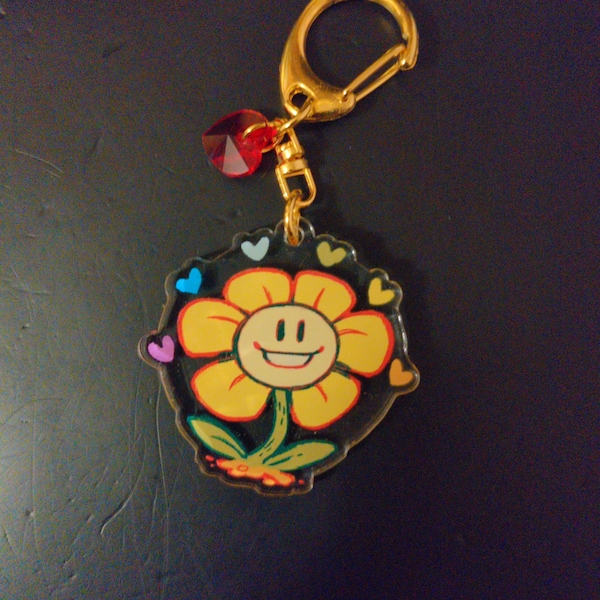 Undertale Flowey 1.5" Doubled Sided Acrylic Charm - Keychain or Cell ...
