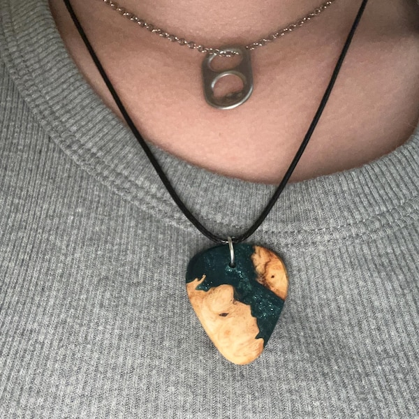 Resin Wood Pocket Knife With Wood Handle Emerald Green Resin and Black ...