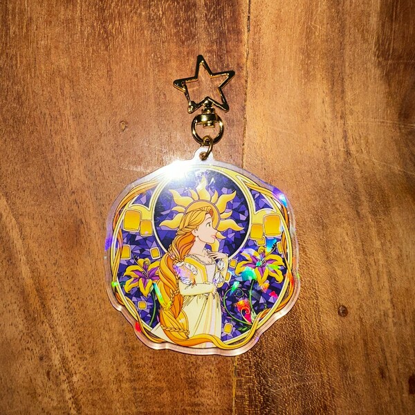 Stained Glass Windows -- RAPUNZEL -- Holographic KEYCHAIN - Etsy