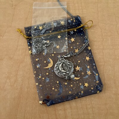 Photo Locket, Starry Sky Locket, Moon and Stars, Keepsake Locket, Gift ...