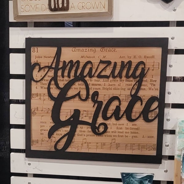 Amazing Grace Sign Svg – Layered Wood Hymn Laser File – Gospel Wall ...