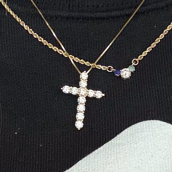 Moissanite Cross Necklace: Small VVS Diamond Alternative Pendant, 925 ...