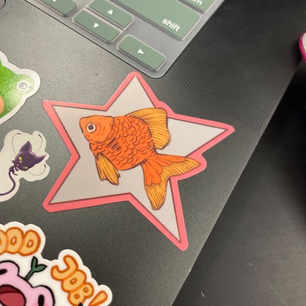 Goldfish Star Sticker | Glossy and Waterproof - Etsy