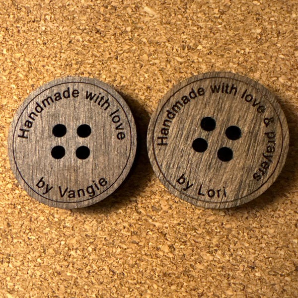 Custom Wood Buttons, Clothing Label, Sew on Tags, Personalized Wooden ...