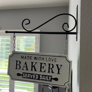 Metal Bakery Sign With Hanging Display Bar Farmhouse Black - Etsy