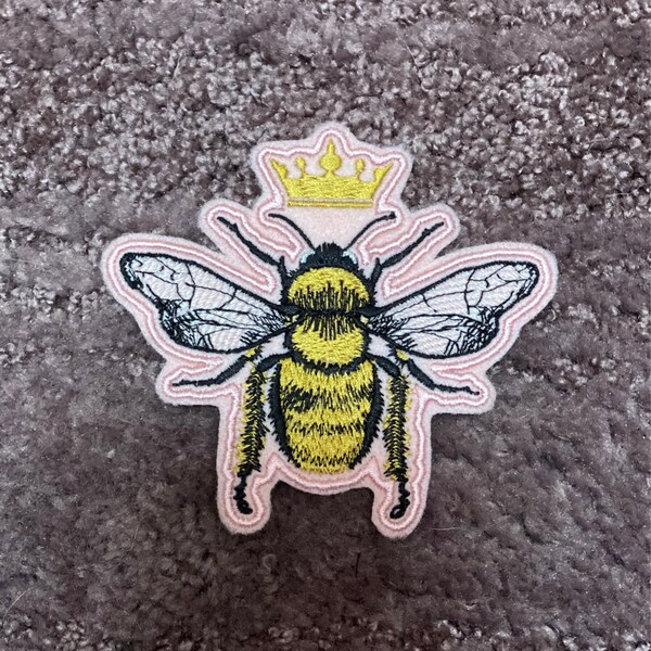 Queen Bee Embroidery Patch - Felt Patches, Sew on Patch, Bee Patches, Queen Bee Embroidery Gifts ...